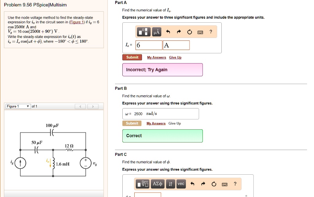 SOLVED: Problem 9.56 PSpice|Multisim Part A Find the numerical value of I. Use the node voltage ...