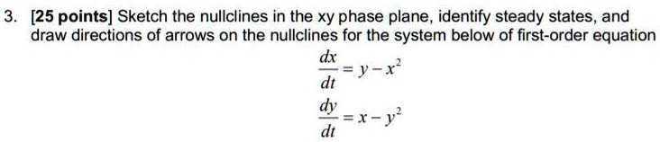 SOLVED: [25 points] Sketch the nullclines in the xy phase plane ...