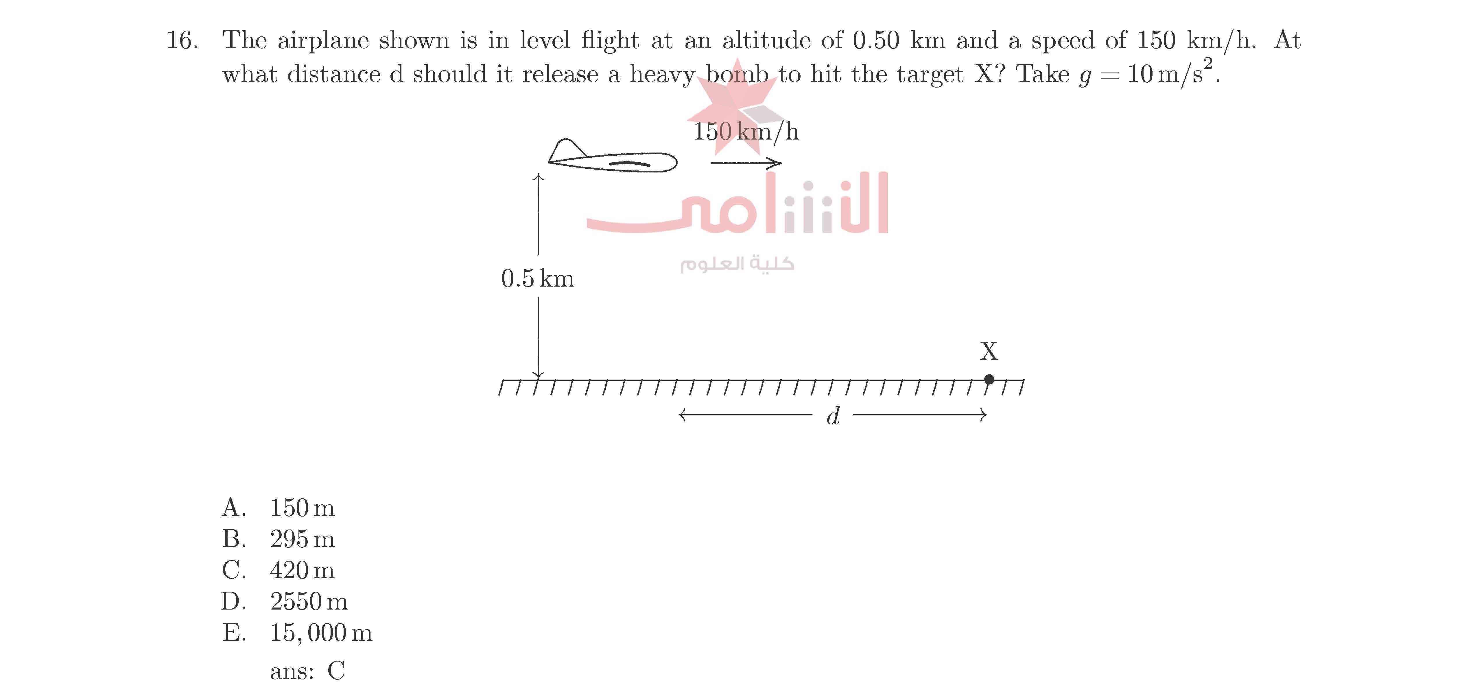 16 the airplane shown is in level flight at an altitude of 050 mathrmkm ...