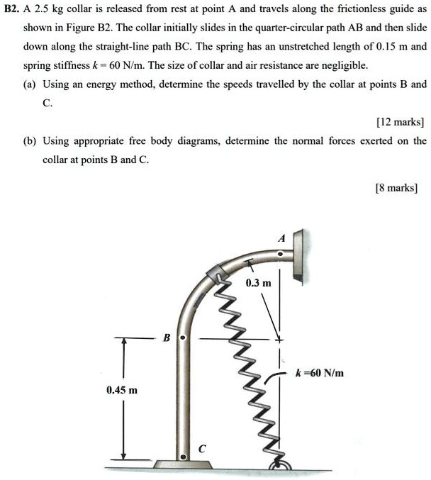 b2 a 25 kg collar is released from rest at point a and travels along ...