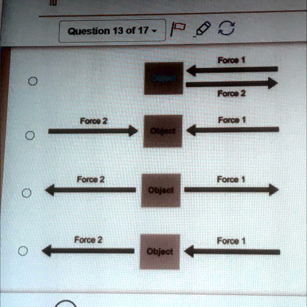SOLVED: 'in the drawings below, the arrows labeled Force 1 and Force 2 ...