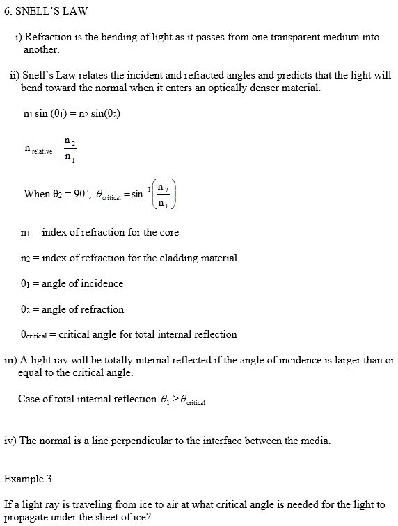 6. SNELL'S LAW i) Refraction is the bending of light as it passes from ...