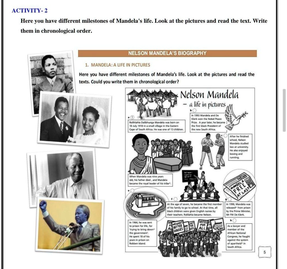 here you have different milestones of mandelas life look at the ...
