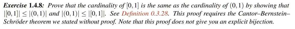 exercise 148 prove that the cardinality of 0 1 is the same as the ...