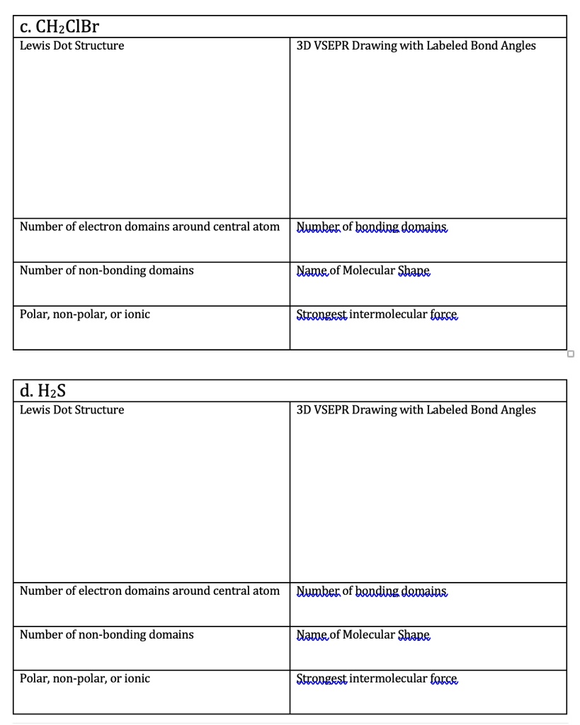 SOLVED: CHzClBr Lewis Dot Structure 3D VSEPR Drawing with Labeled Bond ...