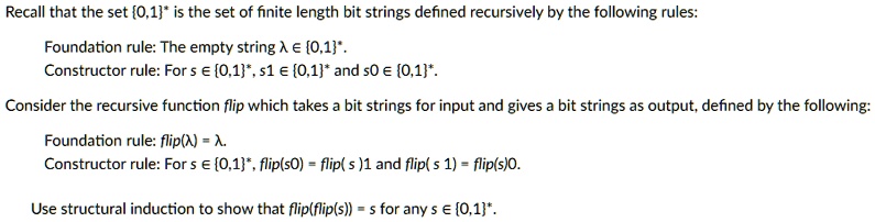 discrete math recall that the set 01 is the set of finite length bit strings defined recursively ...