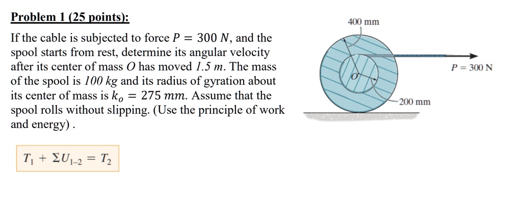 Problem 1 (25 points): If the cable is subjected to force P = 300 N ...