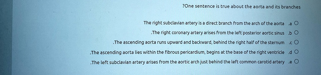 one sentence is true about the aorta and its branches the right ...