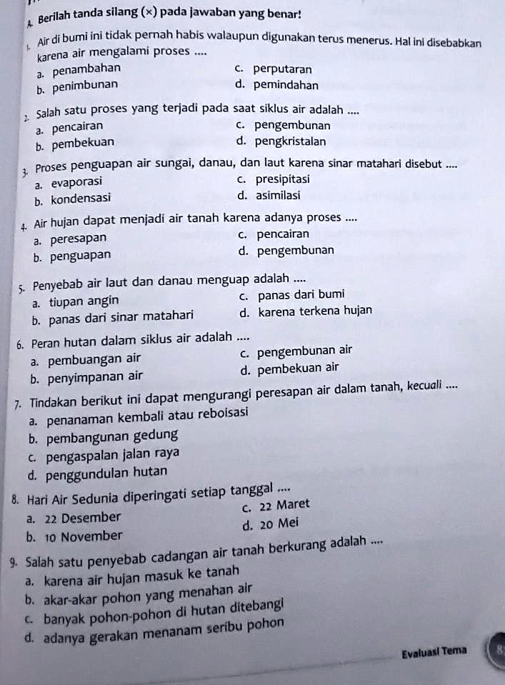 SOLVED: tolong jawab yaa kak Berilah tanda silang (*) pada jawaban yang ... SOLVED: tolong jawab yaa kak Berilah tanda silang (*) pada jawaban yang ...