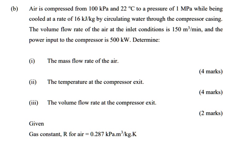 SOLVED: Air is compressed from 100 kPa and 22Â°C to a pressure of 1 MPa ...