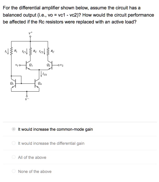 SOLVED: Text: For the differential amplifier shown below, assume the ...