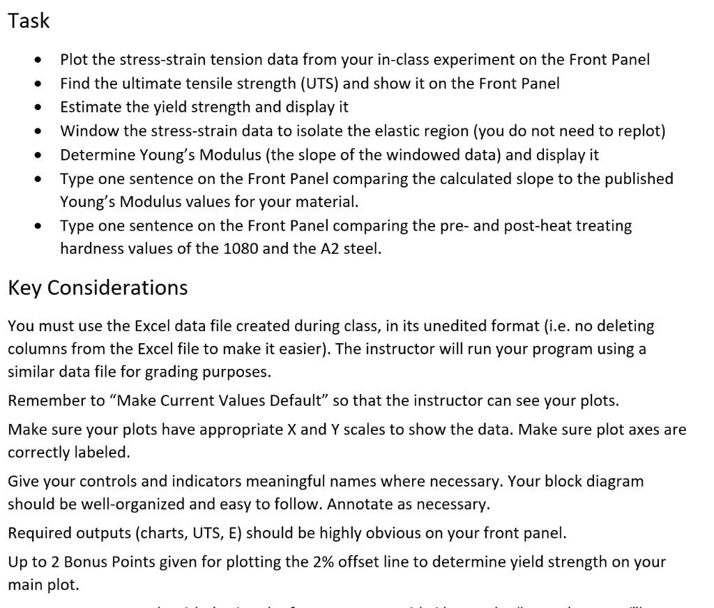 SOLVED: USING LAB VIEW Task Plot the stress-strain tension data from ...