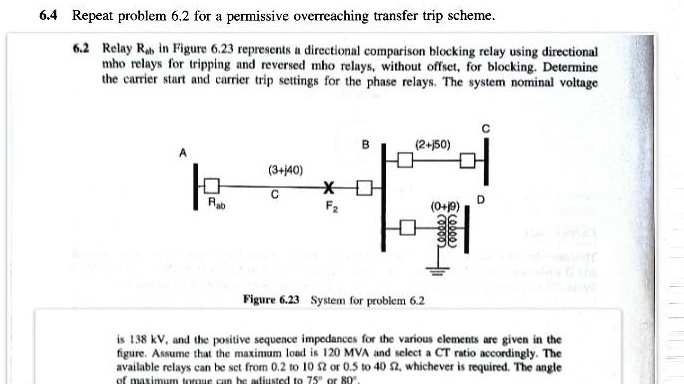 64 repeat problem 62 for a permissive overreaching transfer trip scheme 62relay ra in figure 623 ...
