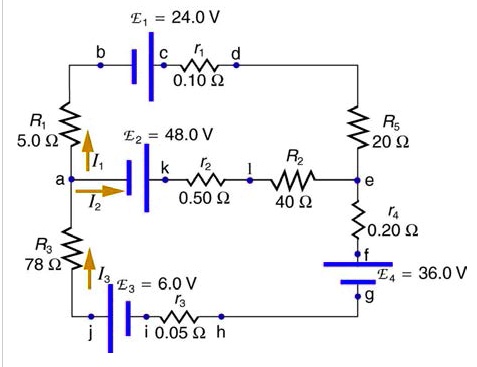 SOLVED: Kirchhoff Example - Using Kirchhoff's Rules, calculate the three currents flowing in the ...