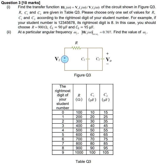SOLVED: Texts: Use number 9 in Table Please Question 3 [10 marks] (i) R ...