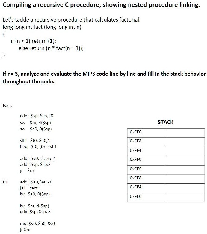 Solved Compiling A Recursive Procedure Showing Nested Procedure Linking Lets Tackle A
