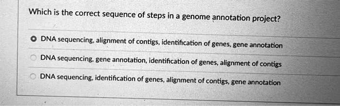 SOLVED: Which is the correct sequence of steps in a genome annotation ...