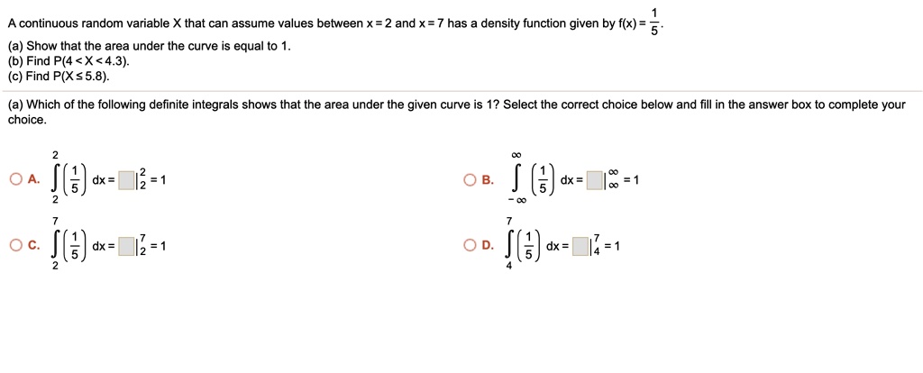 continuous random variable x that can assume values between x 2 and x has density function given ...