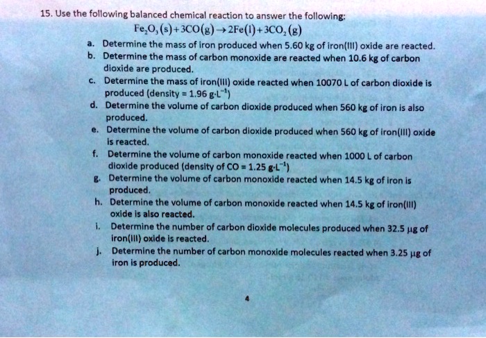 Solved Use The Following Balanced Chemical Reaction To Answer The