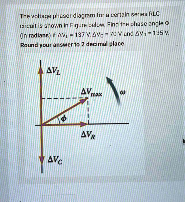 SOLVED: The voltage phasor diagram for a certain series RLC circuit is ...