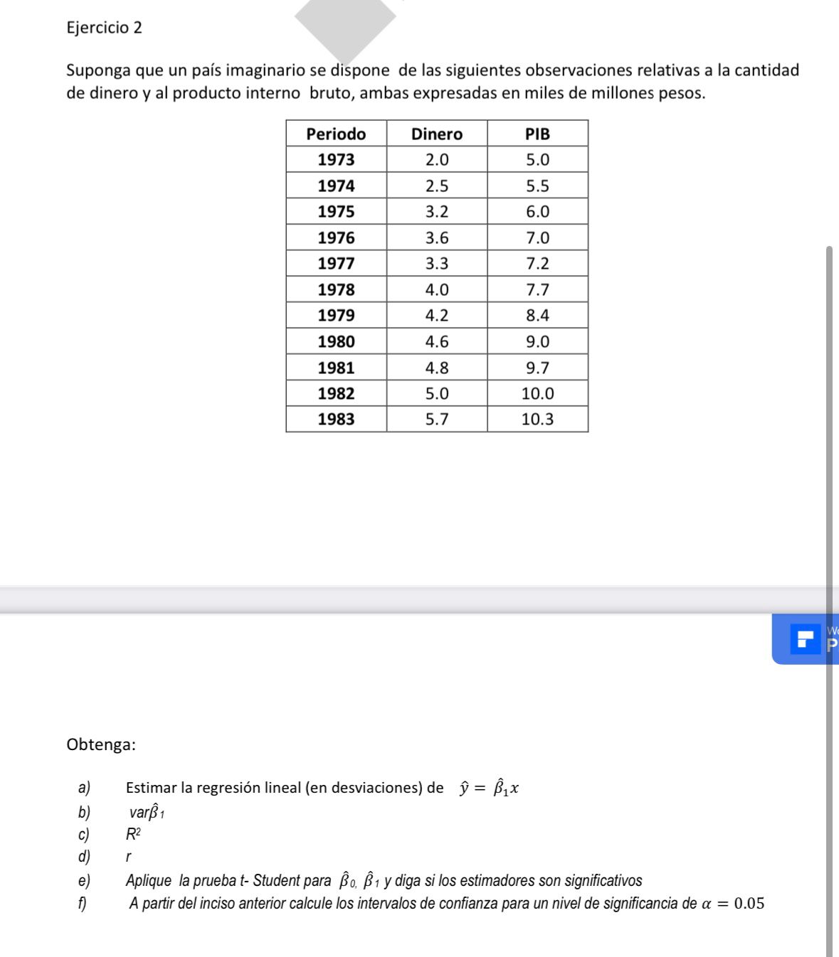 Ejercicio 2 Suponga que un país imaginario se dispone de las siguientes ...