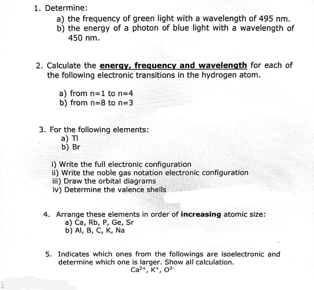 SOLVED: Determine: a) the frequency of green light with a wavelength of ...