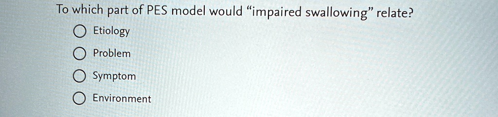to which part of pes model would impaired swallowing relate etiology ...