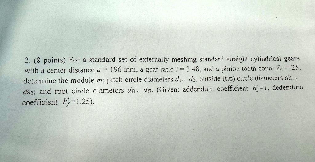 2. (8 points) For a standard set of externally meshing standard ...