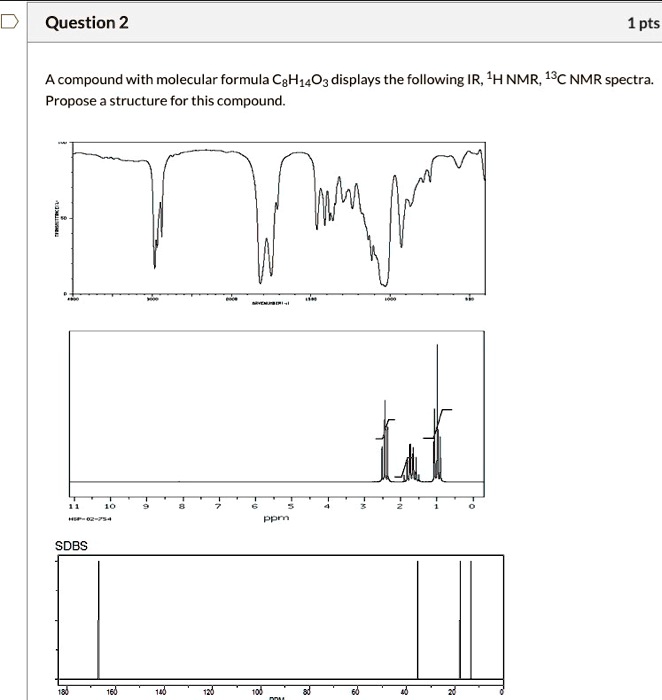 SOLVED: A compound with molecular formula CgH2O3 displays the following IR, 1H NMR, and 13C NMR ...
