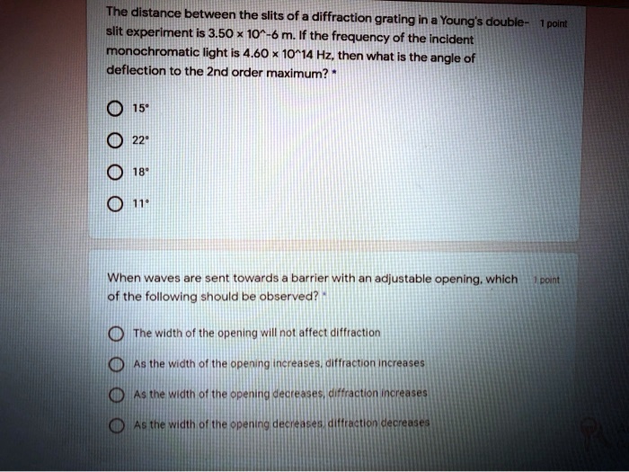 the distance between the slits of a diffraction grating in a young ...