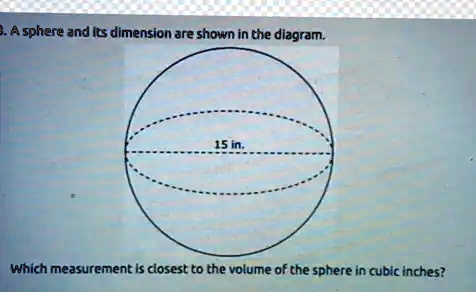 SOLVED: A sphere and Its dimension are shown in the diagram: 15 in ...