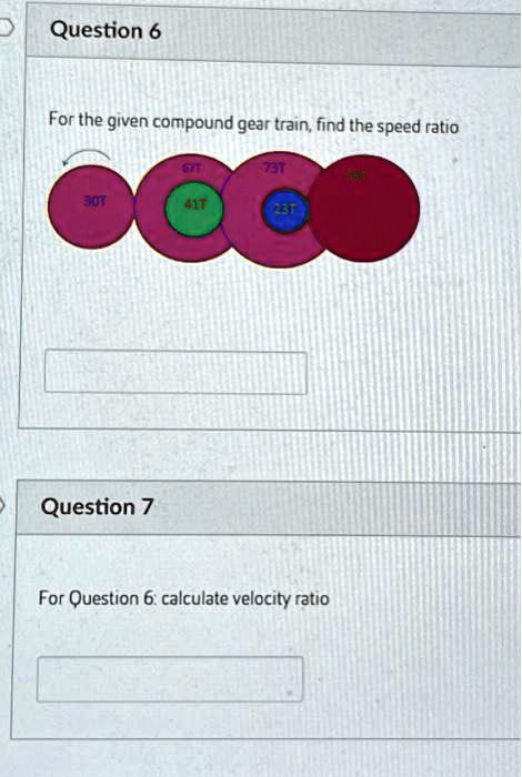 Question 6 For the given compound gear train, find the speed ratio 67T ...