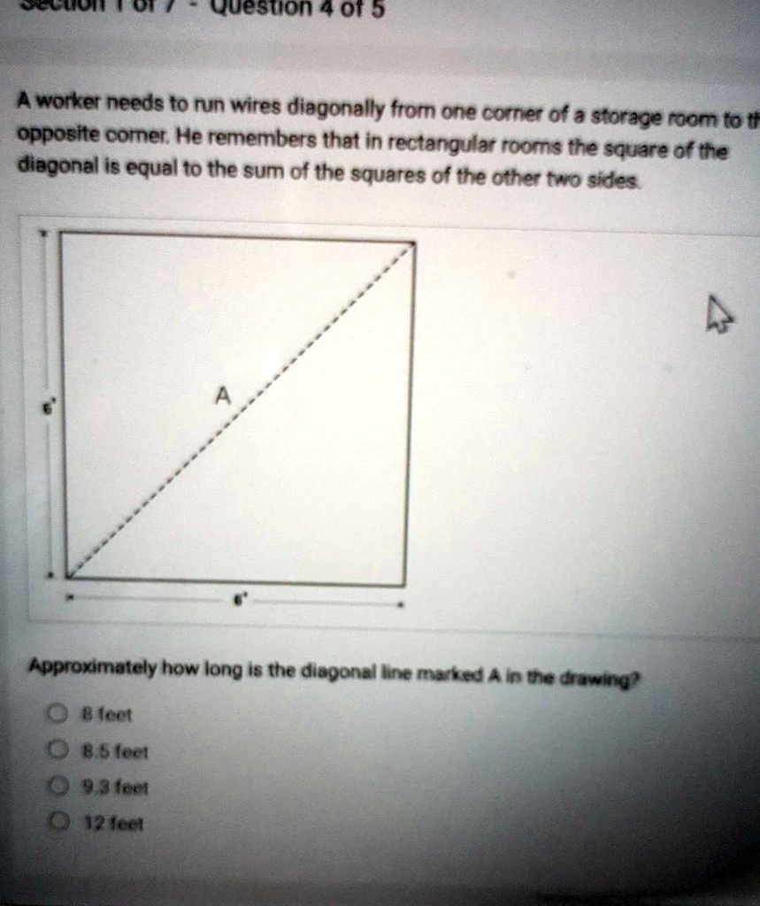a worker needs to run wires diagonally from one corner of a storage ...