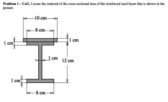 Problem 1 - CoG. Locate the centroid of the cross-sectional area of the ...