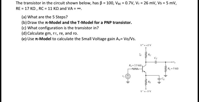 The transistor in the circuit shown below, has β = 100, VBE...