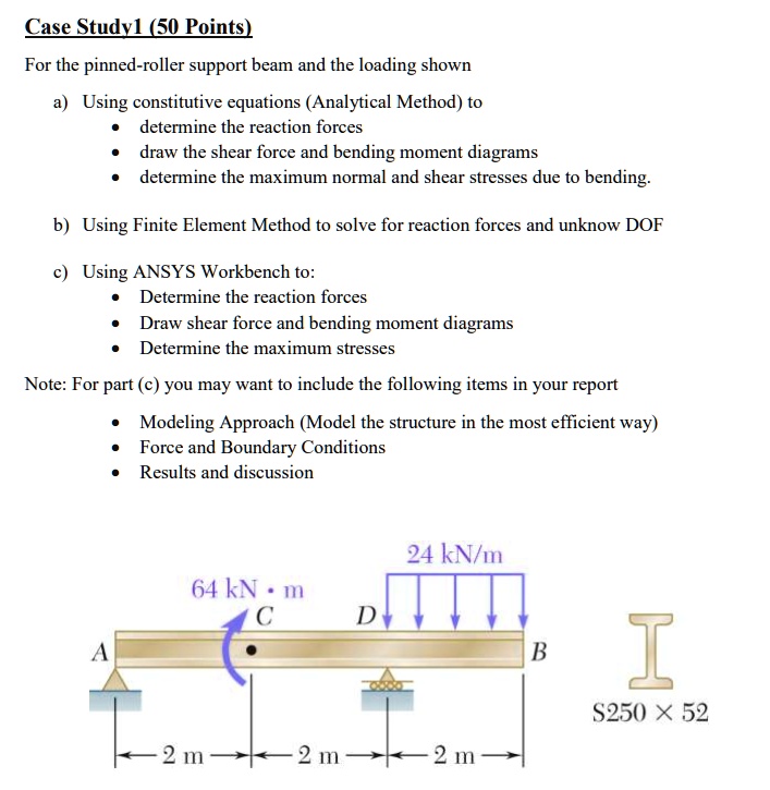 Case Study1 (50 Points) For the pinned-roller support beam and the ...