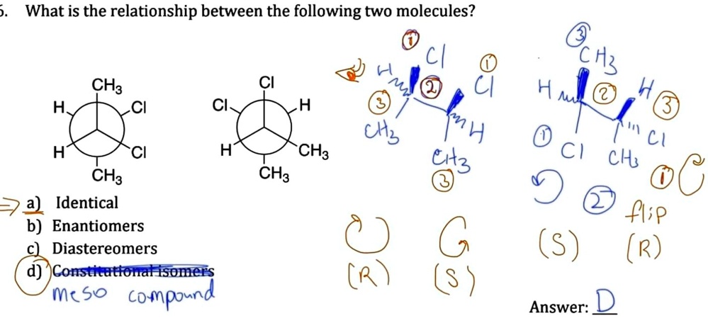 5. What is the relationship between the following two molecules? 3 CI CH3 H CI 2 H CH3 H CI CI H ...