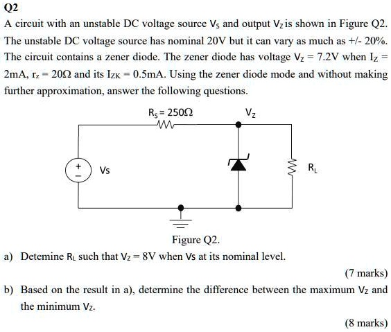 q2 a circuit with an unstable dc voltage source vs and output vzis ...
