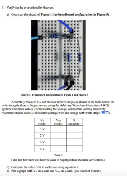 SOLVED: I. Verifying the proportionality theorem: a) Construct the circuit of Figure 1 (see ...