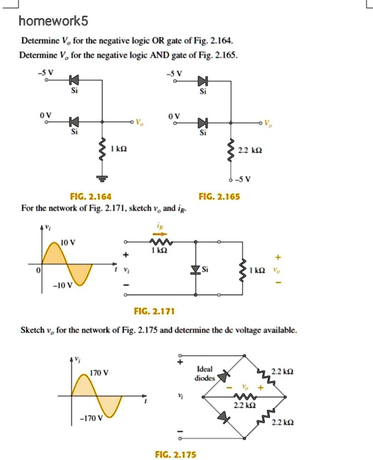 homework5 Determine Vo for the negative logic OR gate of Fig. 2.164 ...