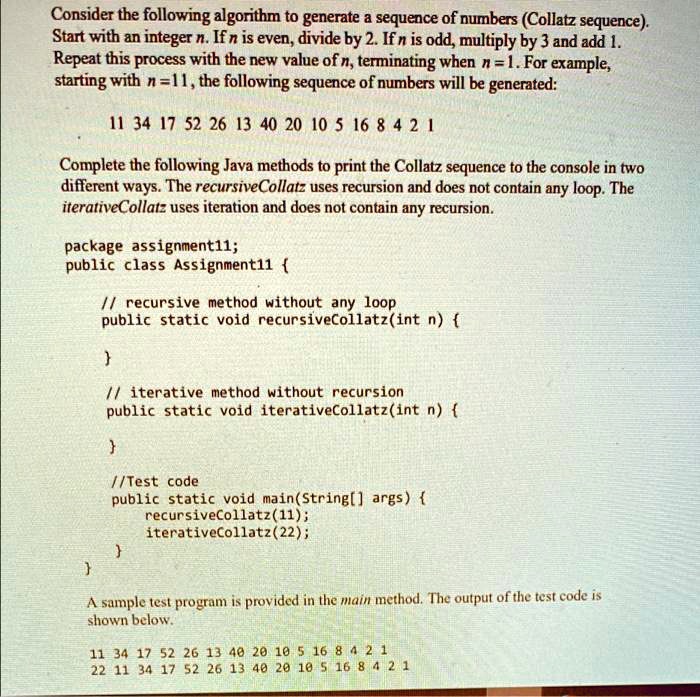 Consider The Following Algorithm To Generate A Sequence Of Numbers Collatz Sequence Start 1745