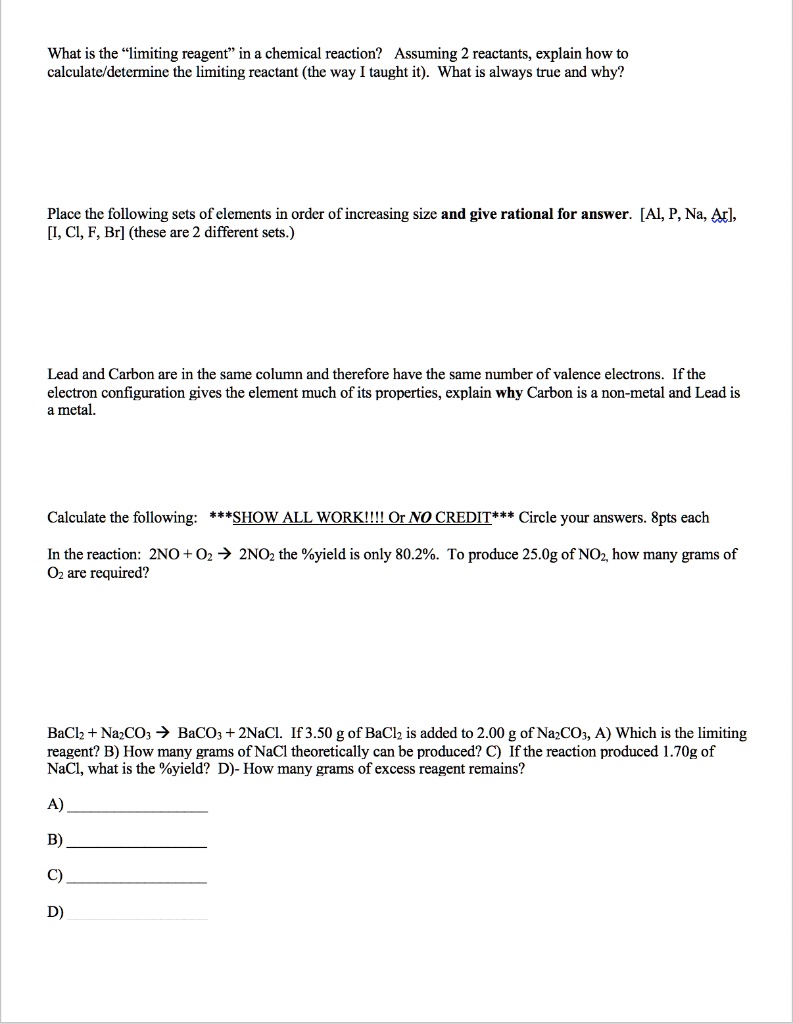 what is the limiting reagent in chemical reaction assuming reactants ...