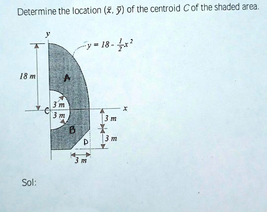 SOLVED: Determine the location.y of the centroid Cof the shaded area y=18- 18m 3m 3m 3m Y T3m 3 ...