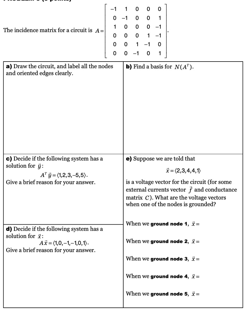 SOLVED:The incidence matrix for a circuit is A= a) Draw the circuit ...