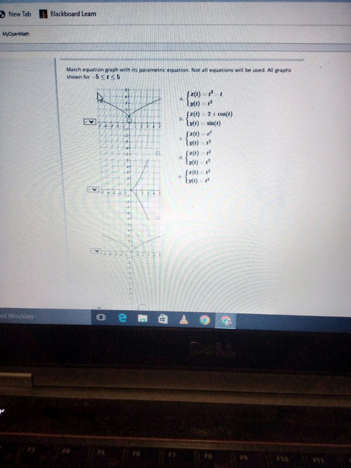 New Tab Blackboard Learn MyopenMath Match equation graph with its ...