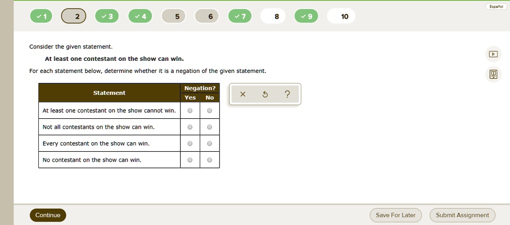 consider the given statement at least one contestant on the show can ...