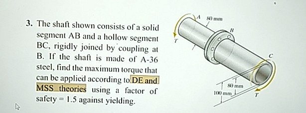SOLVED: Using distortion energy and maximum shear stress theories