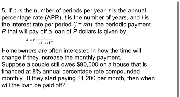 SOLVED: 5. If n is the number of periods per year; r is the annual ...