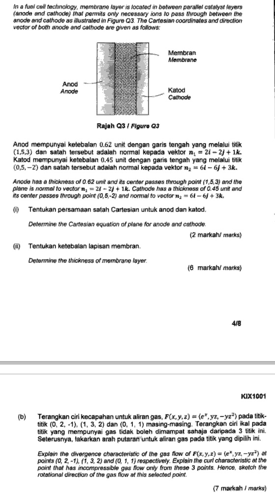 SOLVED: In a fuel cell technology, membrane layer is located in between ...