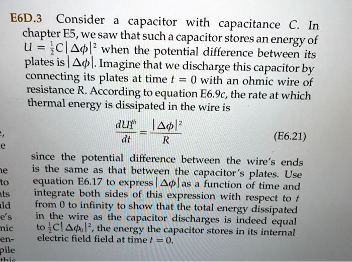 SOLVED: E6D.3 Consider a capacitor with capacitance C. In chapter E5 ...